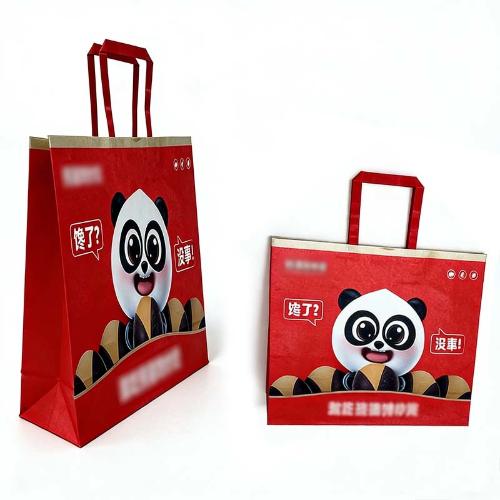 Quality Eco Friendly Flat Handle Paper Bag Biodegradable Custom Logo Shopping Bag for sale