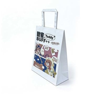 China Custom Printed White Paper Shopping Bags Recyclable White Paper Gift Bags for sale