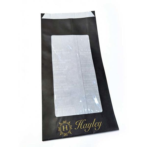Quality Food Grade Flat Bottom Paper Bag Black Paper Bread Bags With Window for sale