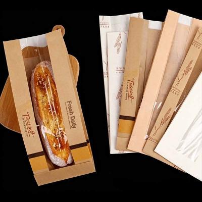 China Tear Resistant Kraft Baguette Bags Customized Kraft Paper Bread Bags Recyclable for sale