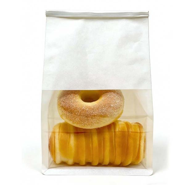 Quality Resealable White Kraft Paper Tin Tie Bags Greaseproof Kraft Bread Bags With Window for sale