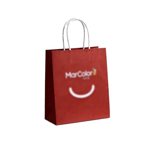 Quality Red Custom Kraft Paper Bags Eco Friendly Kraft Gift Bags Sturdy for sale