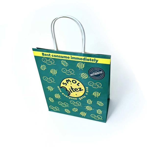 Quality Custom Printed Paper Takeaway Bags Green Paper Bags With Handles for sale
