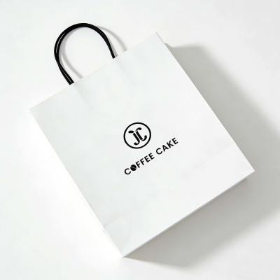 China Biodegradable Twisted Handle Paper Bag Tear Resistant White Paper Handle Bags for sale
