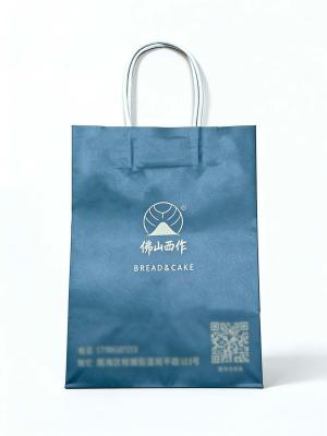 China Eco Friendly Custom Paper Handle Bags Blue Kraft Bag With Handles for sale