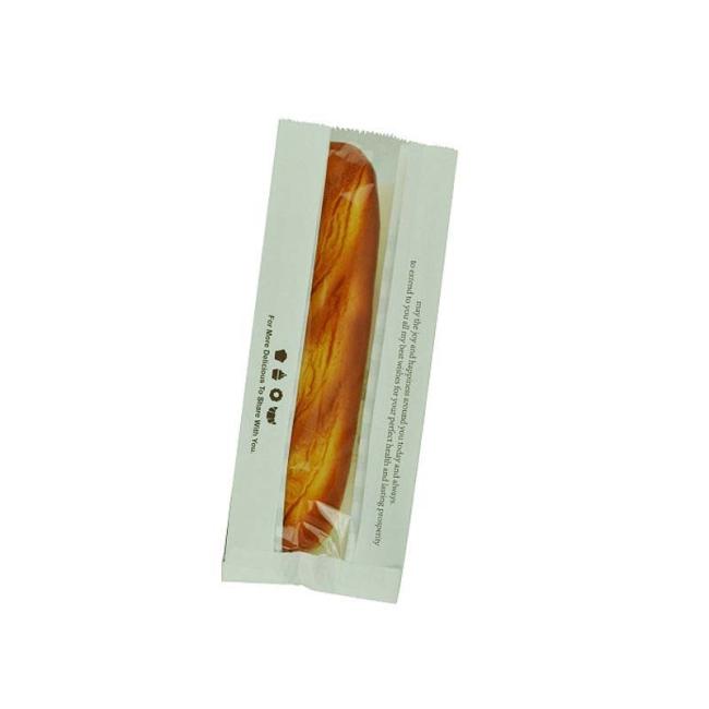Custom printed kraft paper baguette bag with clear window display