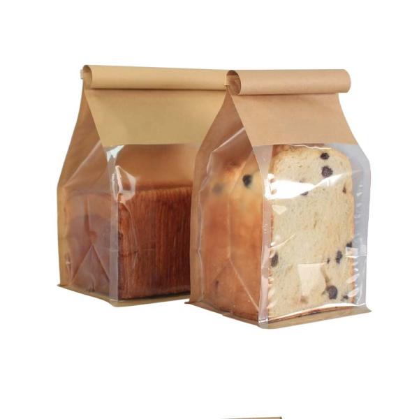Quality Food Grade Window Bread Bag Brown / White Kraft Tin Tie Bags for sale