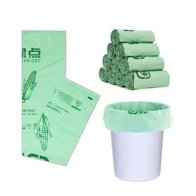 China Leak Resistant Biodegradable Plastic Garbage Bags Eco Friendly Green Waste Bin Bags for sale