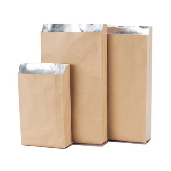 Quality Recyclable Aluminum Foil Lined Bags Brown Custom Gusset Bags For Fast Food Takeaway for sale