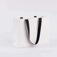 Quality Recyclable Flat Handle Paper Bag White / Black / Pink / Orange Shopping Gift Bag for sale
