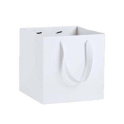 China Solid Color Kraft Tote Bags Thickened Square Bottom Gift Bags Large Capacity for sale