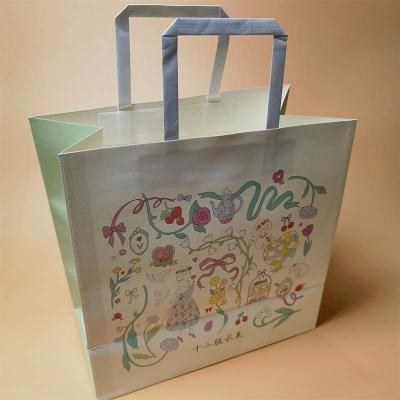 China Solid Thick Kraft Paper Tote Bags Multi Color Option Heavy Duty Packaging For Bakery Takeaway Restaurant Gift for sale
