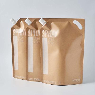 China Custom Printed Aluminum Foil Spout Pouches With Handle Leak Proof Liquid Packaging Bags For Juice Wine Food Storage for sale