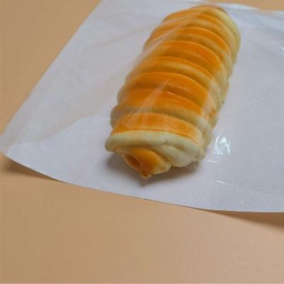 China White Kraft Paper Composite Window Flat Bottom Bag Heat Sealable For Bakery Bread Snack Packaging for sale