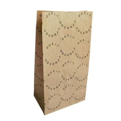China Custom Printed Disposable Kraft SOS Paper Bag Food Grade Square Bottom Forfor Bakery Shop Takeaway Packaging for sale