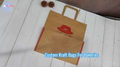 Custom Logo Flat Paper Carrier Printed Flat Kraft Handle Bags For Retail Store  | Product  Display