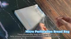 Wicketed Micro Perforation Bread Bag, Breathable Bakery Packaging for Toast, Custom Logo Printing
