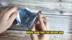 White Blank Quad Seal Flat Bottom Bag | Custom Printed Food Packaging Pouch