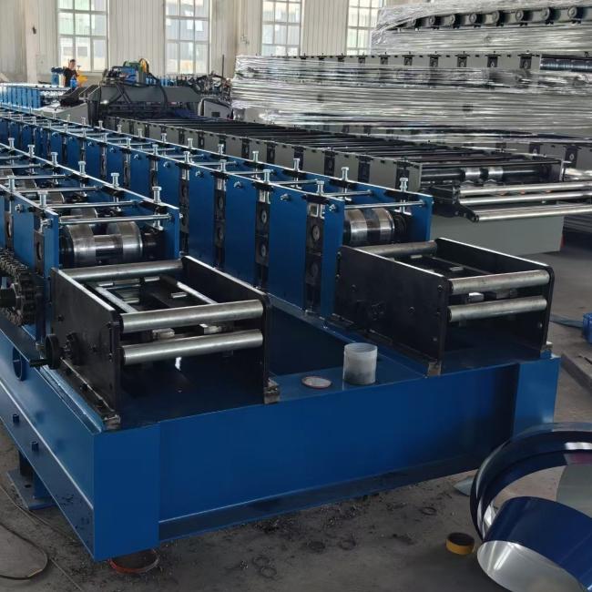 Door Guide Rails Roll Forming Machine in operation