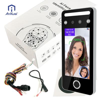 China 5 Inch TCP/IP WiFi Cloud Wall Bracket Face Recognition Fingerprint Biometric Access Control System Night Vision Reset for sale