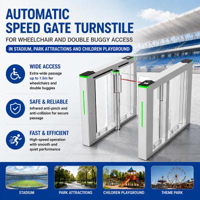 China Automatic 1.5M Speed Gate Turnstile for Wheelchair and Double Buggy Access in Stadium Park Attractions and Children Playground for sale