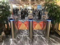 China Automatic 304 Stainless Steel Red Soft Flapper Security Turnstile Gate for sale