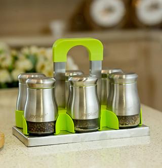 China 7 pcs Set Glass Spice Jar With Pallet 150ML Spice Jar Storage Jar for Kitchen for sale