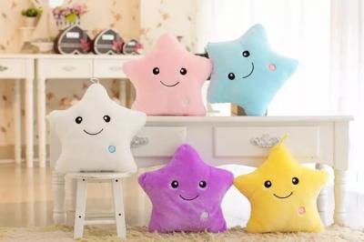China Soft Star Pillow with Glowing LED Light Up Star Pattern Plush Toy with Night Light Home Bedroom Living Room Decoration for sale