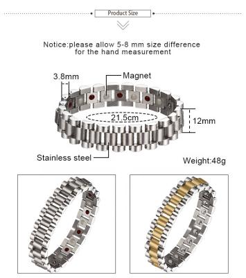 China high fashion 316L stainless steel band men silver jewelry magnetic bracelet Custom logo for sale