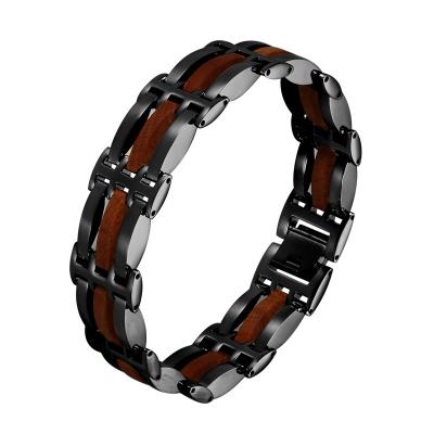 China 2021 Fashion Luxury Man Gold Plated Men Stainless Steel Bracelet wood men bracelet for sale