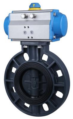 China Double Acting/Single Acting PVC Plastic Wafer Butterfly Valve for sale