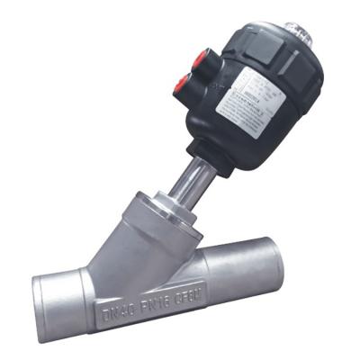 China Welded Angle Valve Pneumatic Angle Seat Valve with PPS Actuator for sale