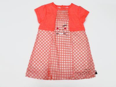 Cina Vestito dal cotone del Jersey 180g della stampa del controllo per le cinghie di spaghetti della neonata in vendita