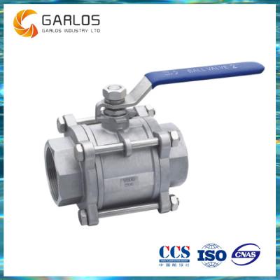 China 3PC female thread lever control stainless steel ball valve for sale