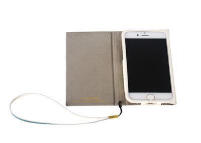 Cina Cassa di cuoio bianco panna esile del telefono del portafoglio/copertura in foglio di cuoio dell'iPhone 8 in vendita