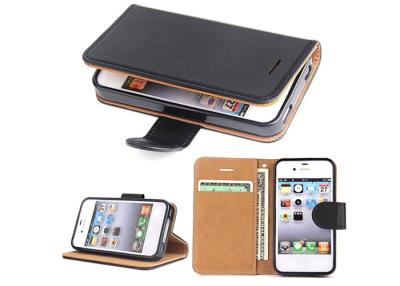 Cina La copertura antiurto del foglio del cuoio dell'iPhone 4/ha personalizzato la cassa di cuoio del portafoglio di colore in vendita