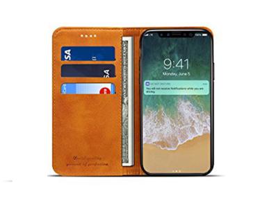 Cina 5,8 pollici di copertura in foglio di cuoio gialla per il iPhone X, sporcizia di Apple - resistente in vendita