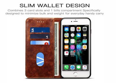 Cina Copertura per l'iPhone 8, cassa di cuoio del telefono di vibrazione del cuoio delle fessure per carta del telefono di vibrazione in vendita