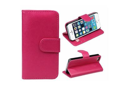 Cina Cassa di cuoio rossa del cuoio di caso di vibrazione del portafoglio di Rosa/telefono cellulare dell'Apple iPhone 5 5S in vendita