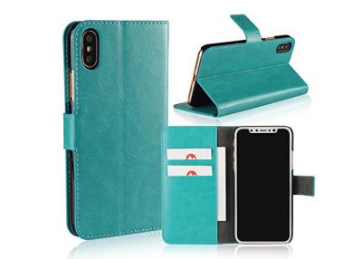 Cina Coperture di cuoio del telefono cellulare di iPhone X di Kickstand, copertura di cuoio impermeabile del portafoglio di vibrazione in vendita
