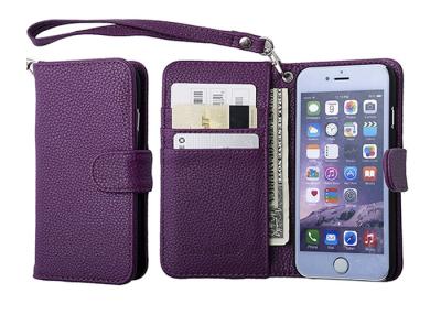 Cina 2 in 1 cassa di cuoio protettiva porpora del telefono per l'iPhone 6 6s, materiale di cuoio dell'unità di elaborazione in vendita