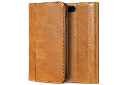Cina Tipo cassa delle fessure per carta del telefono del cuoio genuino per l'Apple iPhone 8 più Brown in vendita