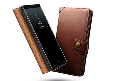 Cina Cassa sottile Brown del portafoglio del Samsung Galaxy Note 8/copertura del cuoio stile del libro in vendita