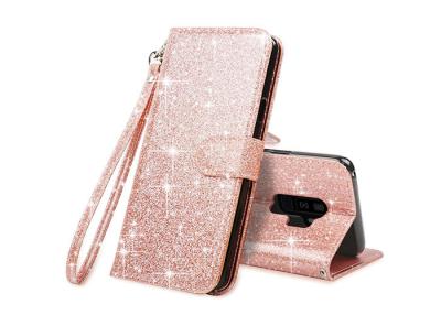 Cina Caso di cuoio reale di rosa di Rosa con la cinghia di polso/Samsung Galaxy S9 più la copertura in vendita