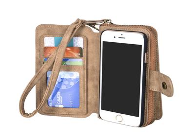 Cina Cassa del portafoglio di vibrazione del cuoio di Brown per il Samsung Galaxy S6, magnetico staccabile in vendita