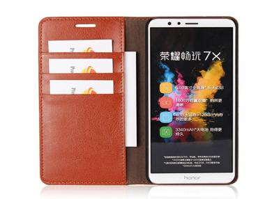 Cina Cassa resistente del cuoio genuino di Brown Huawei della sporcizia con tre fessure per carta in vendita