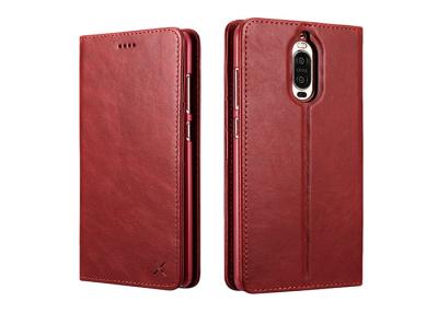 Cina Cassa del cuoio genuino di Huawei di rosso di vino del mestiere della mano per il compagno 9 di Huawei pro in vendita