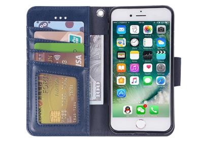 Cina Cassa blu con Kickstand, copertura di cuoio protettiva del cuoio di iphone di Apple dell'iPhone 7 in vendita