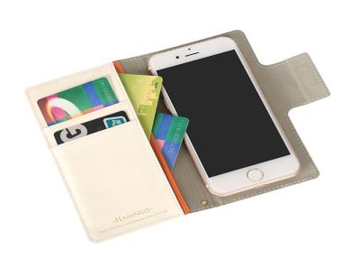 Cina Cassa di cuoio arancio del telefono del portafoglio dell'unità di elaborazione con resistenza di goccia di 2 scanalature di carte in vendita