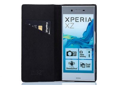 Cina Cassa classica nera del cuoio di Sony Xperia XZ con la fessura per carta, protettivo pieno in vendita